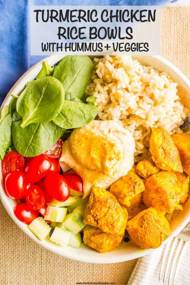 Turmeric chicken bowls with rice and hummus - Family Food on the Table