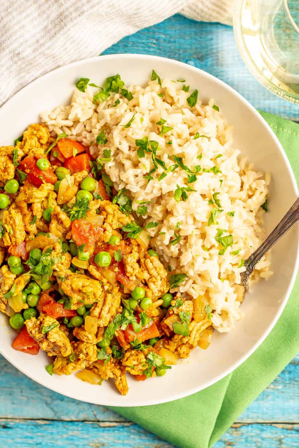 Curry Ground Turkey with Rice and Peas - Family Food on the Table