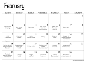 February Meal Plan - Family Food on the Table