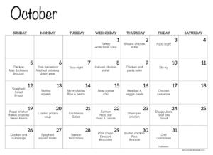 October Meal Plan - Family Food on the Table